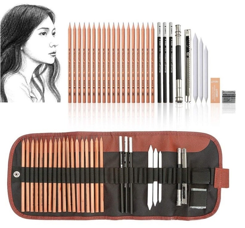 Drawing Pencil Kit Professional Set Sketch Pencil Set Charcoal - Etsy