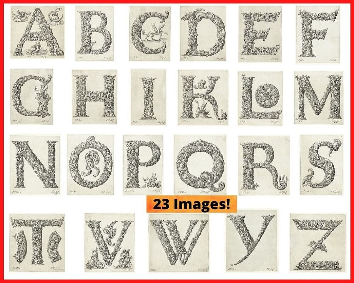 Vintage Alphabet Alphabet Letters Monogram Alphabet - Etsy