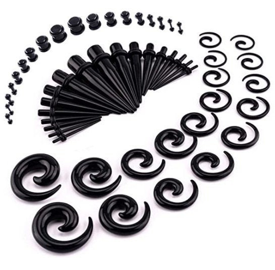 Black Ear Gauging Kit Spiral Tapers Gauge With Plugs Spiral - Etsy