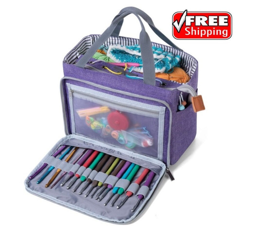 Knitting Bag Yarn Organizer Crochet Hooks Wool Needles Knitting Tote ...