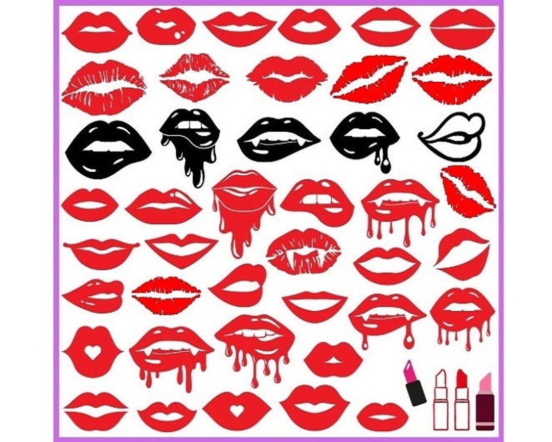 Labios SVG, Lips Bundle svg, Kiss svg, labios sangrantes, labios ...