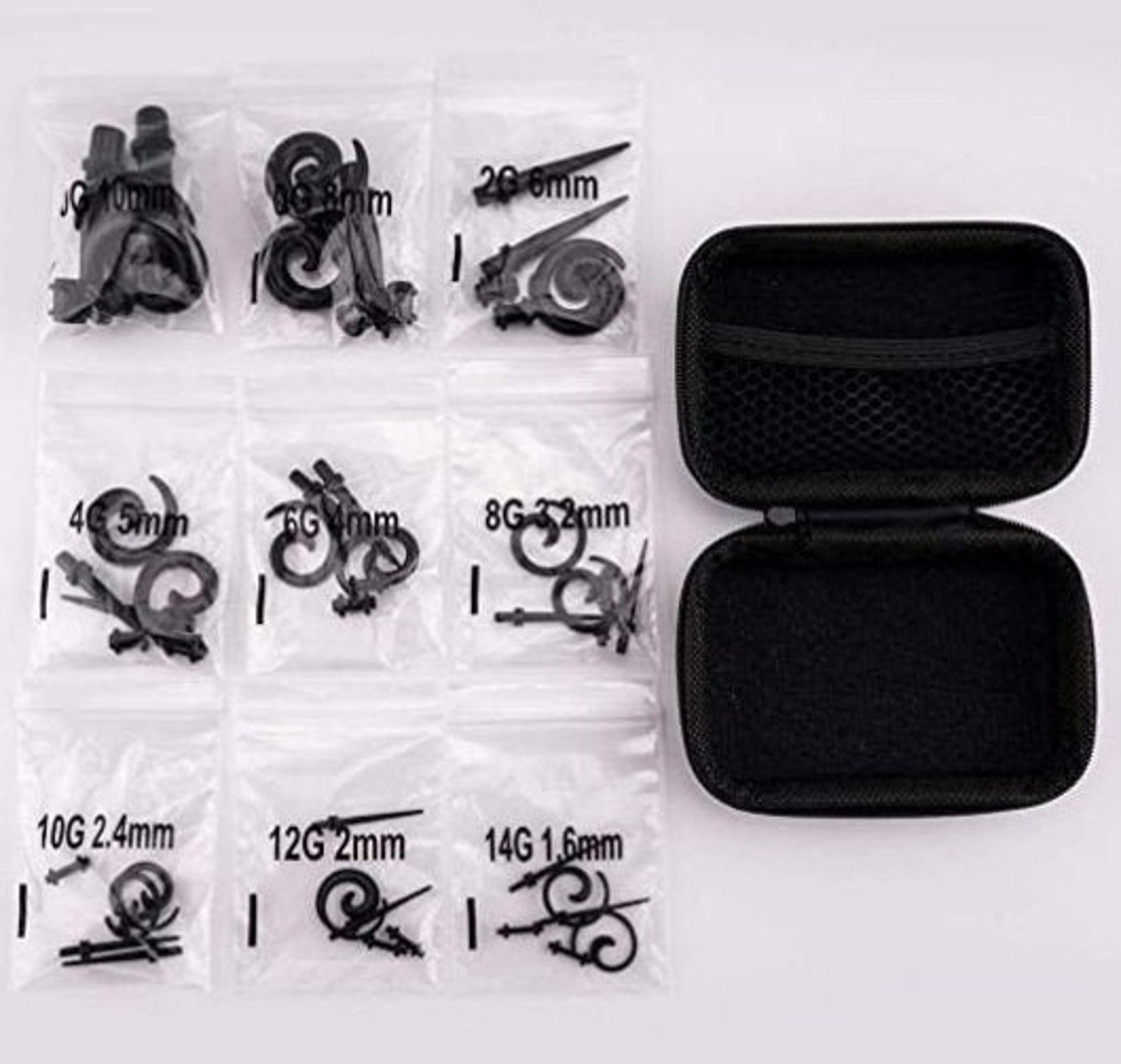 Black Ear Gauging Kit Spiral Tapers Gauge With Plugs Spiral - Etsy