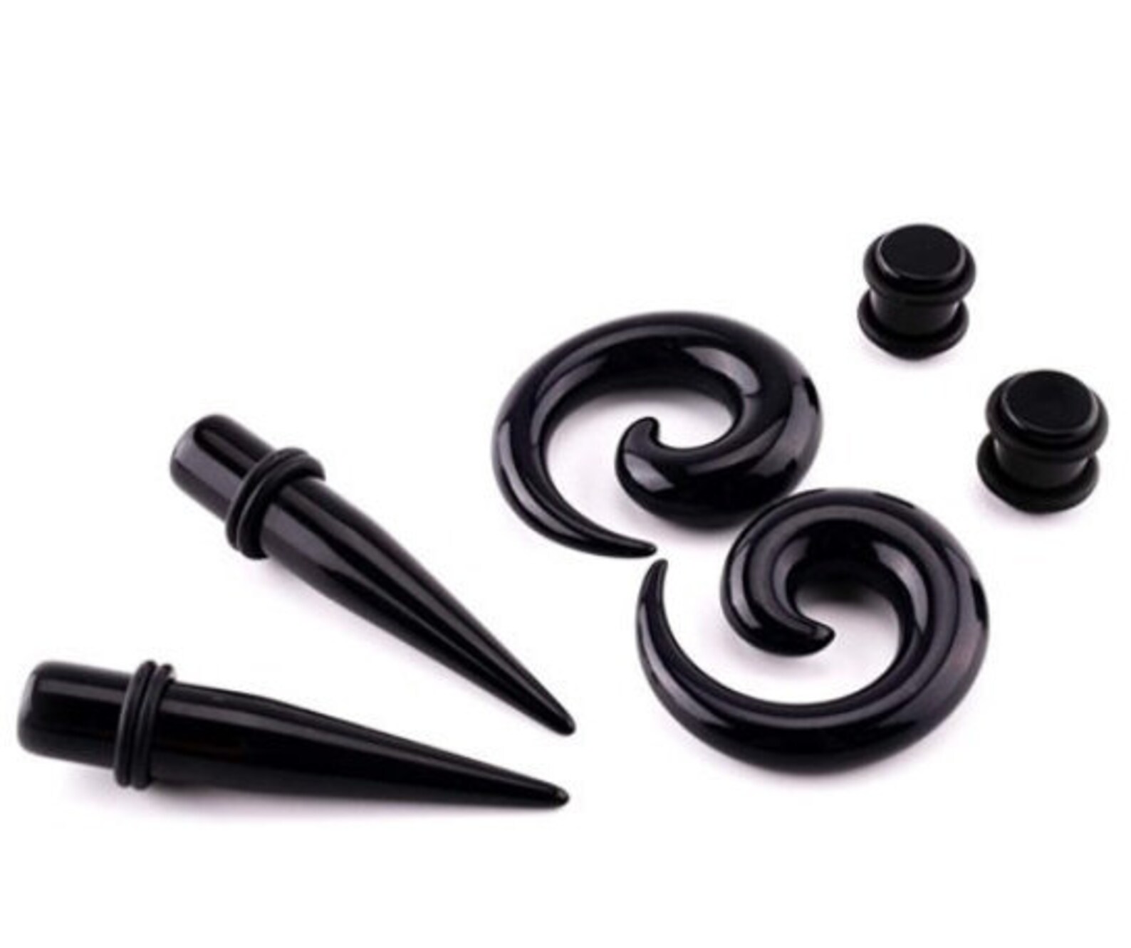Black Ear Gauging Kit Spiral Tapers Gauge With Plugs Spiral - Etsy