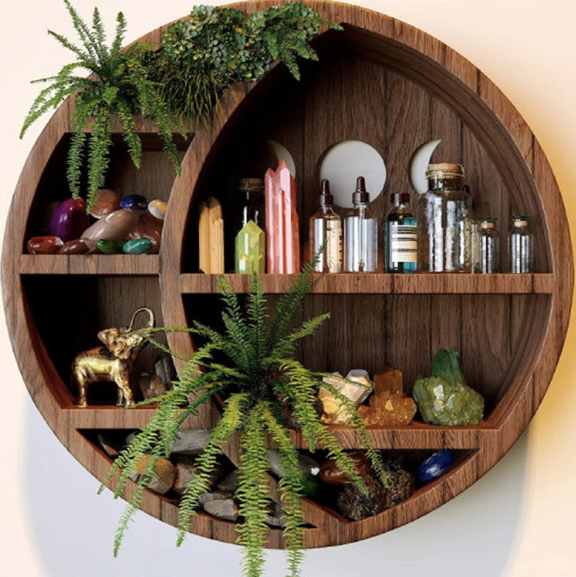 Crescent Moon Shelf for Crystals Stones Essential Oil Shelf - Etsy