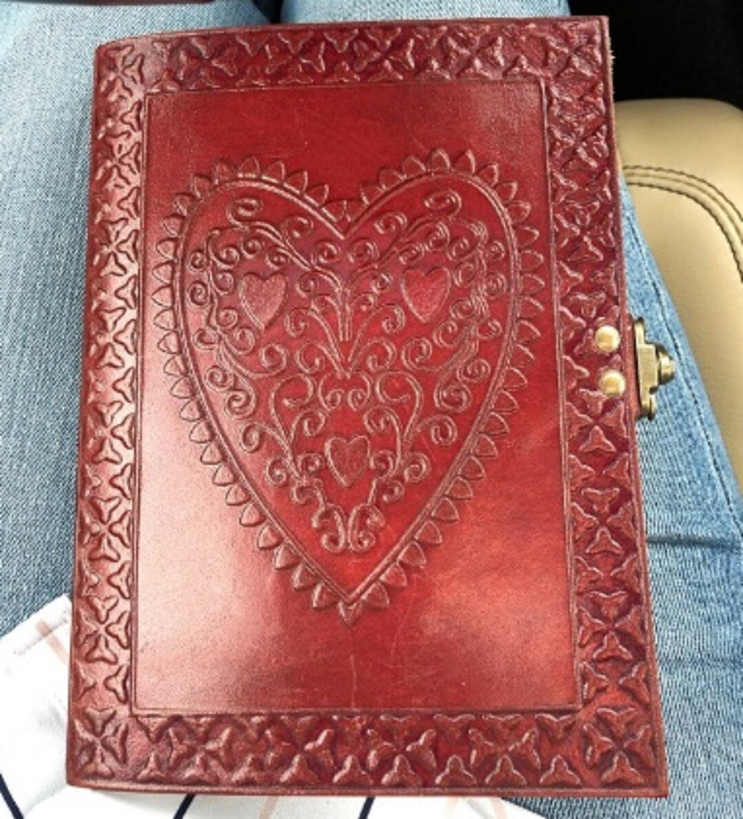 Handmade Witch Leather Journal Vintage Heart Book of Shadows Spellbook ...