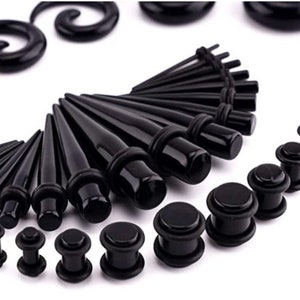 Black Ear Gauging Kit Spiral Tapers Gauge With Plugs Spiral Ear ...