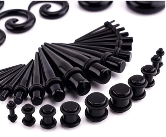 Black Ear Gauging Kit Spiral Tapers Gauge With Plugs Spiral - Etsy