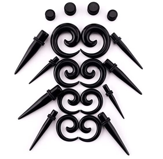 Black Ear Gauging Kit Spiral Tapers Gauge With Plugs Spiral - Etsy