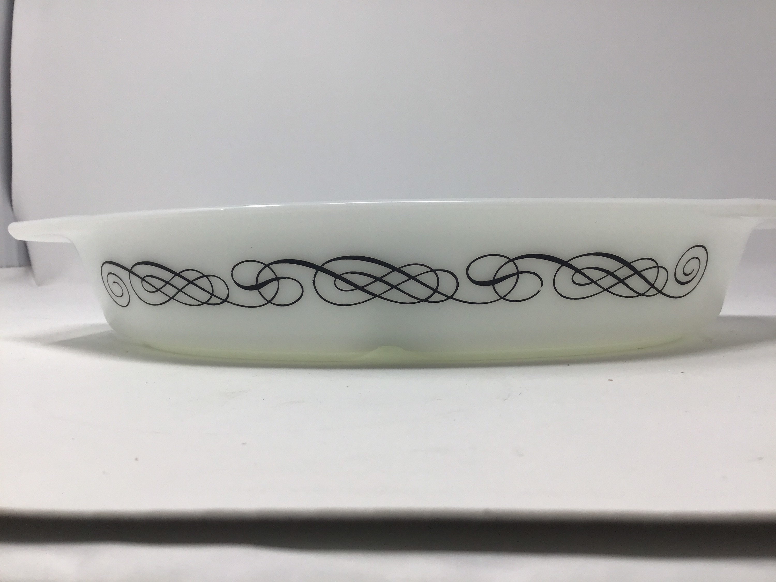 Vintage Pyrex White with Black Scroll Pattern Separated | Etsy