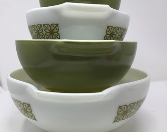 Vintage Pyrex Spring Blossom Pattern Cinderella Mixing Bowls 444, 443 ...