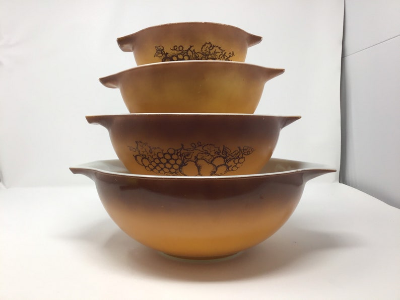 Vintage Pyrex Old Orchard Pattern Cinderella Mixing Bowls 444 - Etsy ...