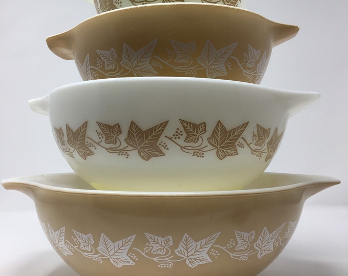 Vintage 1960s Pyrex Sandalwood Pattern Cinderella Mixing Bowls 444, 443 ...
