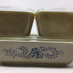 Vintage 1976 Pyrex Homestead Blue Pattern Set of 4 | Etsy