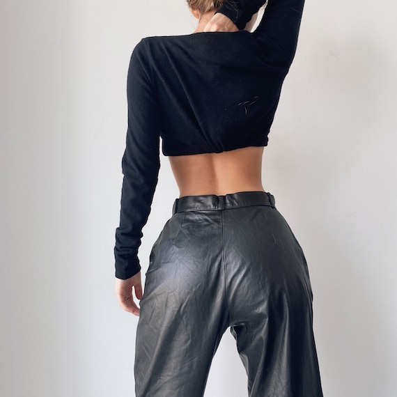 Vintage High Waisted Leather Pants: 1980s Sleek Design - Gem