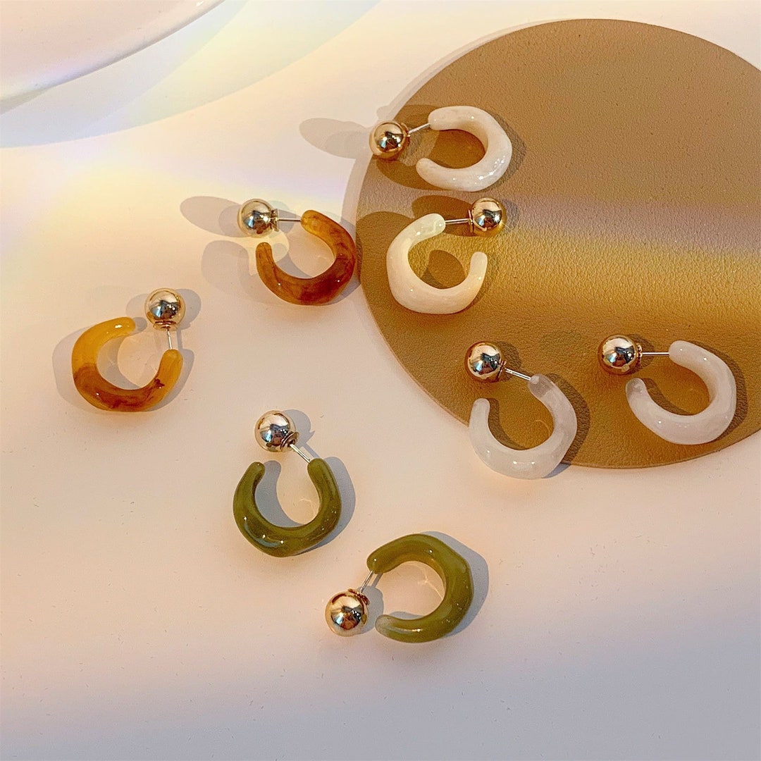 2cm Acrylic Hoop Earrings Colorful Hoop Studs Small Hoop - Etsy