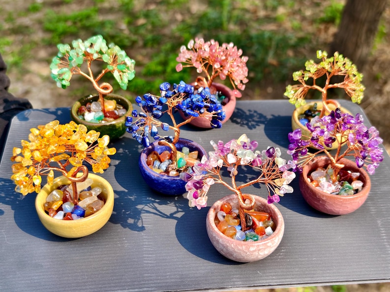 Natural Crystal Lucky Tree, Tree of Life, Desk Decor, Car Ornament ...