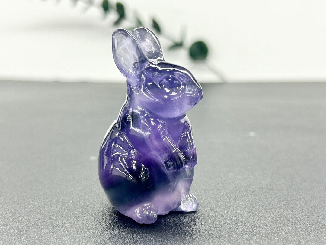 2.4" Natural Fluorite Carved Rabbit，hand Carved Rabbit Statue,crystal ...
