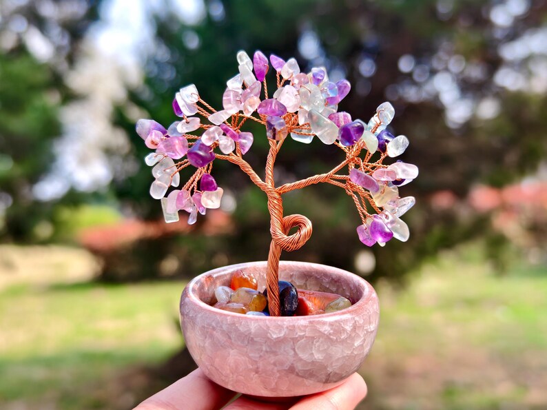 Natural Crystal Lucky Tree, Tree of Life, Desk Decor, Car Ornament ...