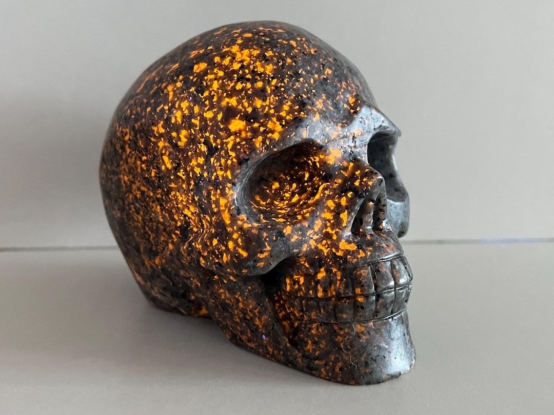 4" Natural Yooperlite Carved Skull,quartz Crystal Skull,reiki Healing ...