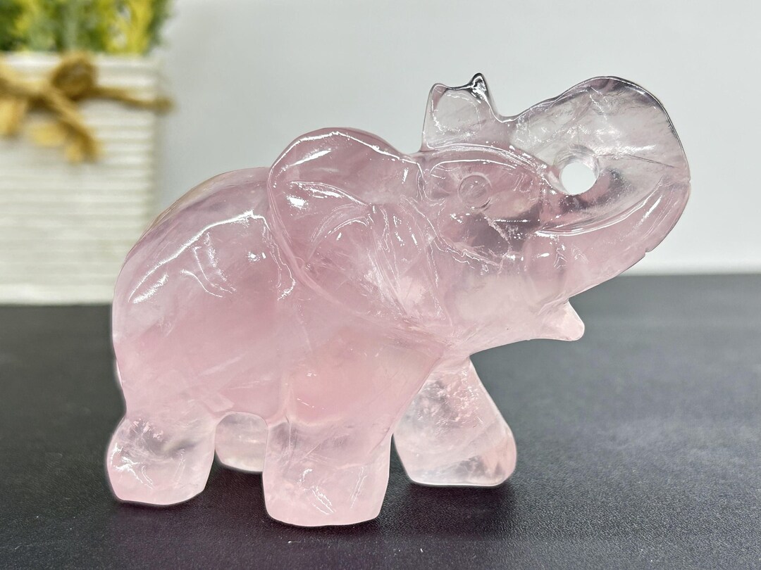 4" Natural Rose Quartz Carved Elephant，crystal Pokemon Carving,rose ...