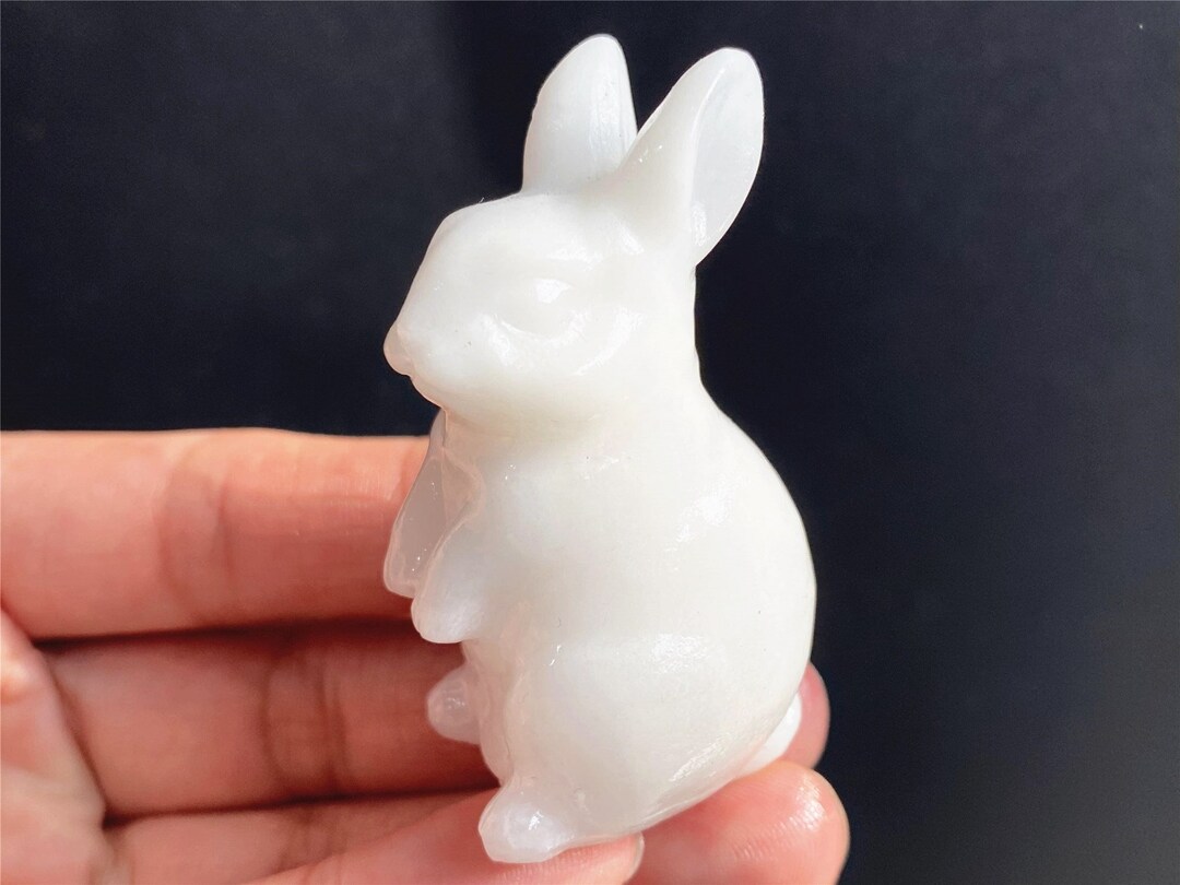 2.4" Natural White Jade Carved Rabbit，hand Carved Rabbit,crystal Rabbit ...