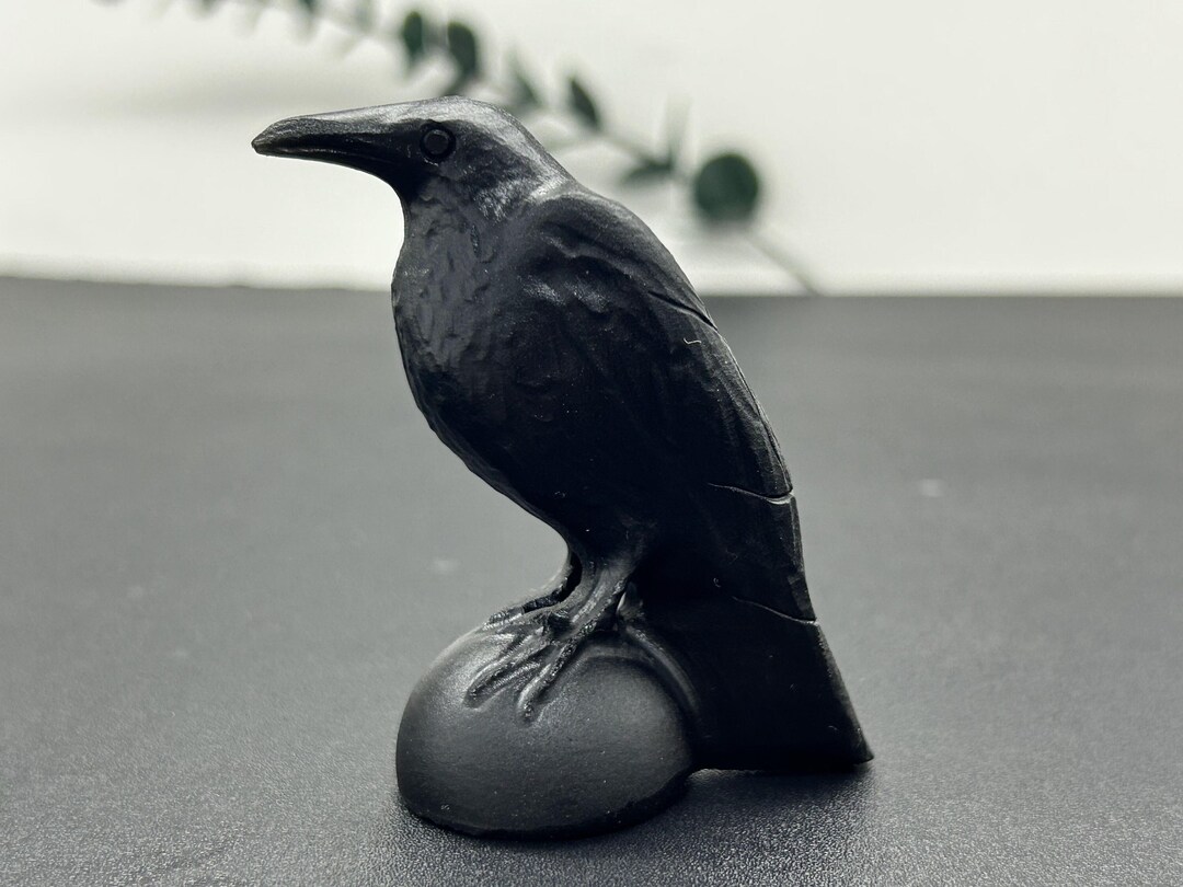 2.7"+ Natural Obsidian Carved Crow Skull，quartz Crystal Raven Skull，crystal Crow，obsidian Crow ...