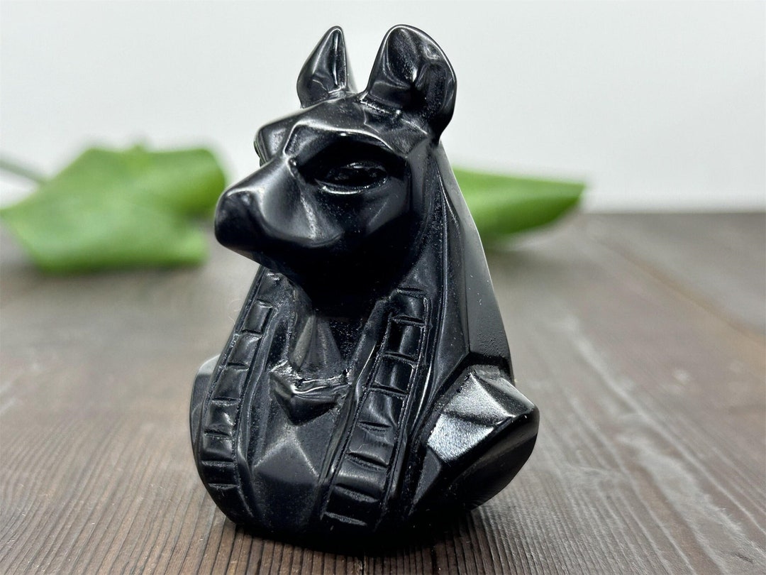 2.4" Natural Obsidain Carved Anubis,crystal Carving,obsidian Anubis ...