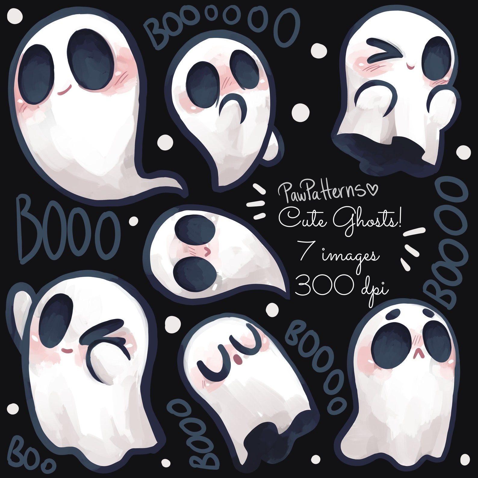 Clipart Halloween Cute Ghost Doodly Drawings Spirit Boo! Scary Spooky ...