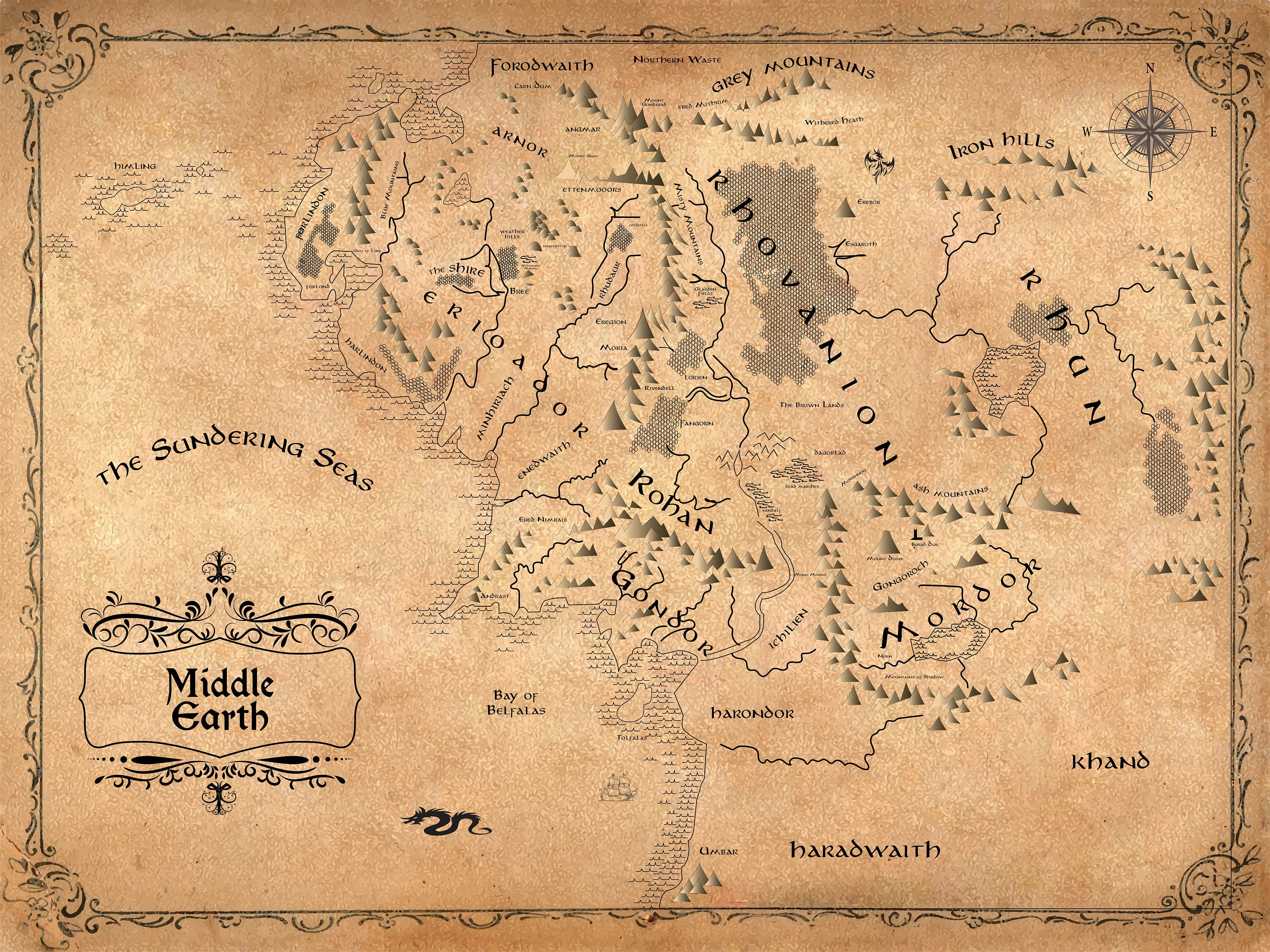 Lord of the Rings Map 18 X 24 - Etsy