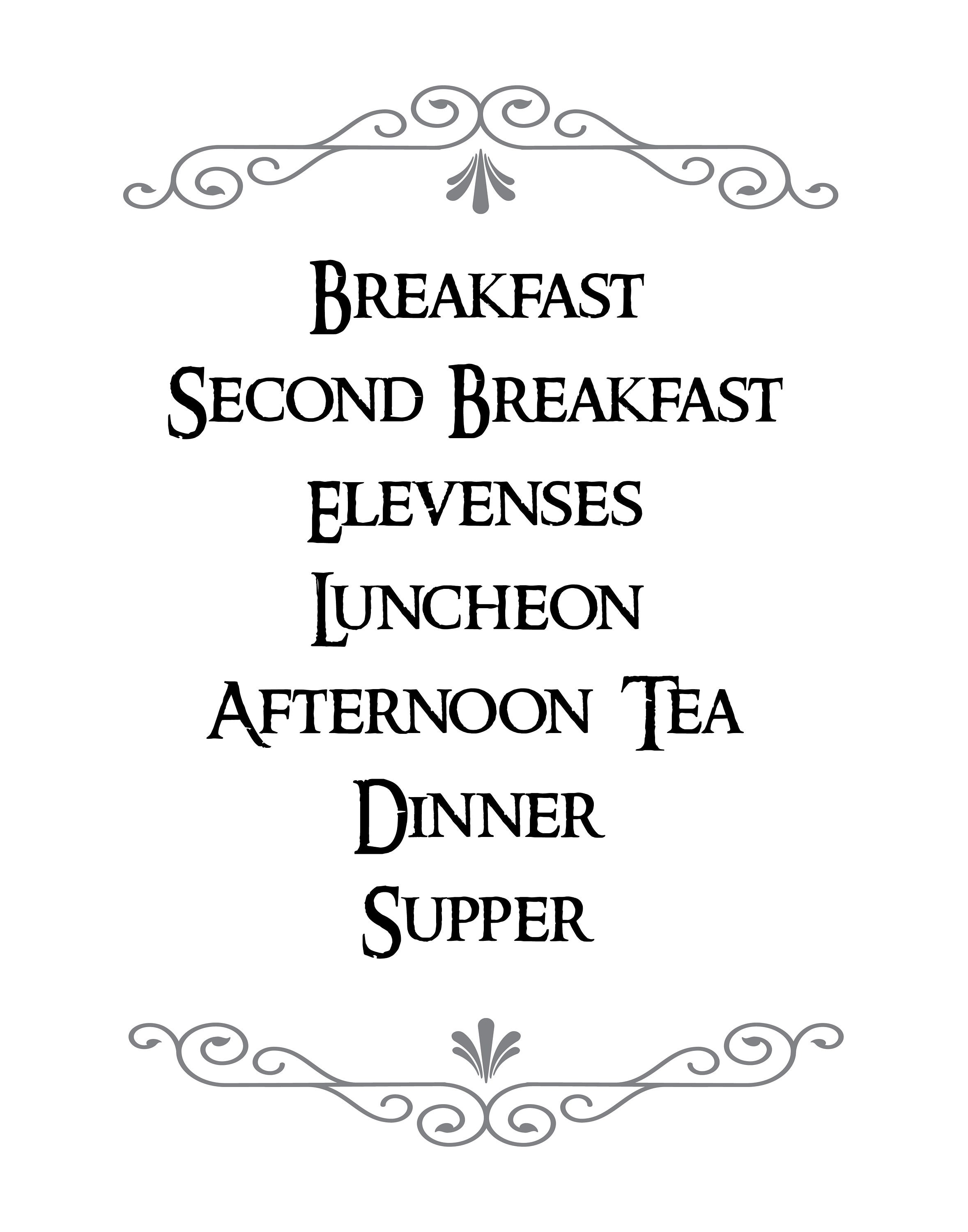 Hobbit Food Printables - 3: 11 X 14 Printables - Etsy