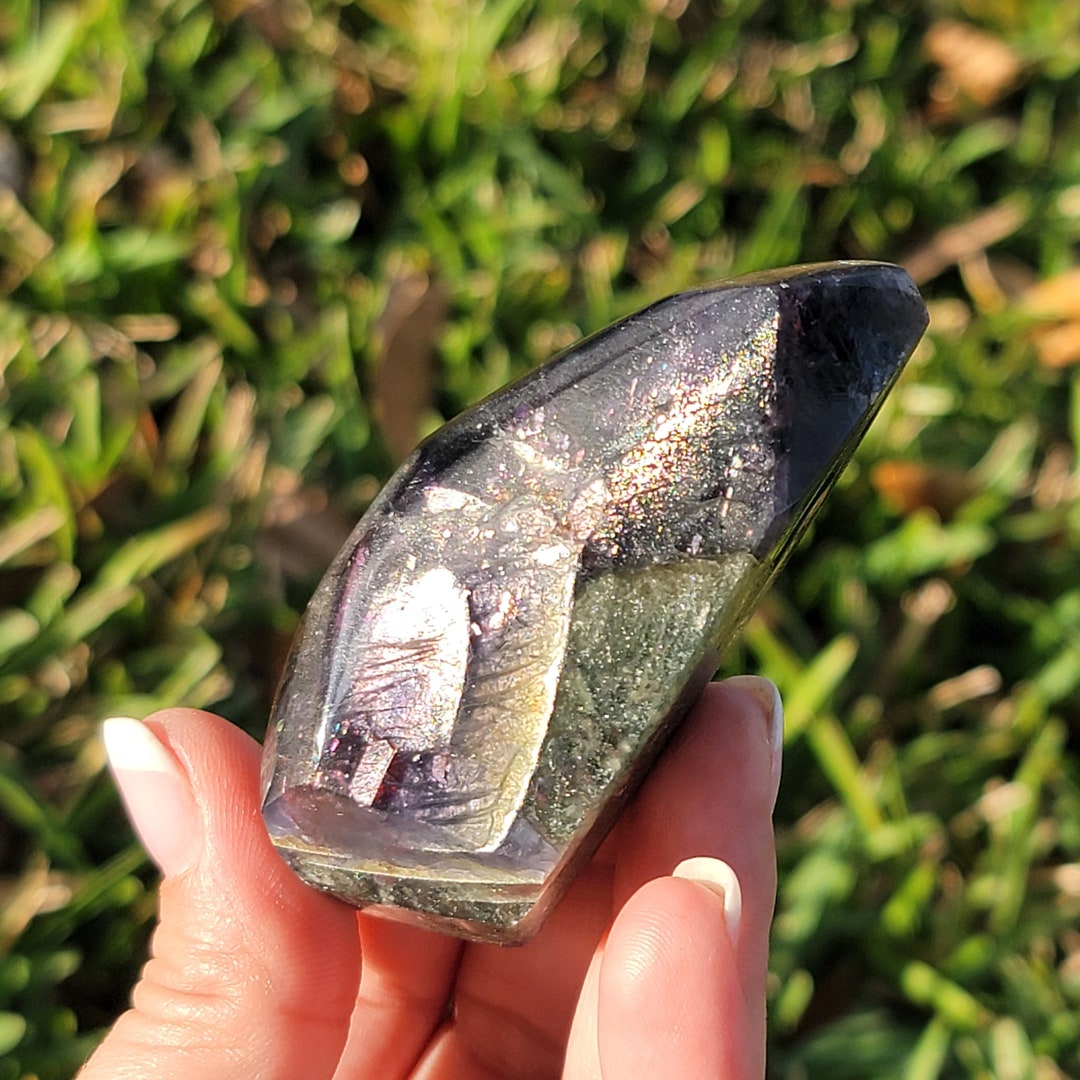 Iolite Sunstone Crystal Wand Rainbow Lattice - Etsy