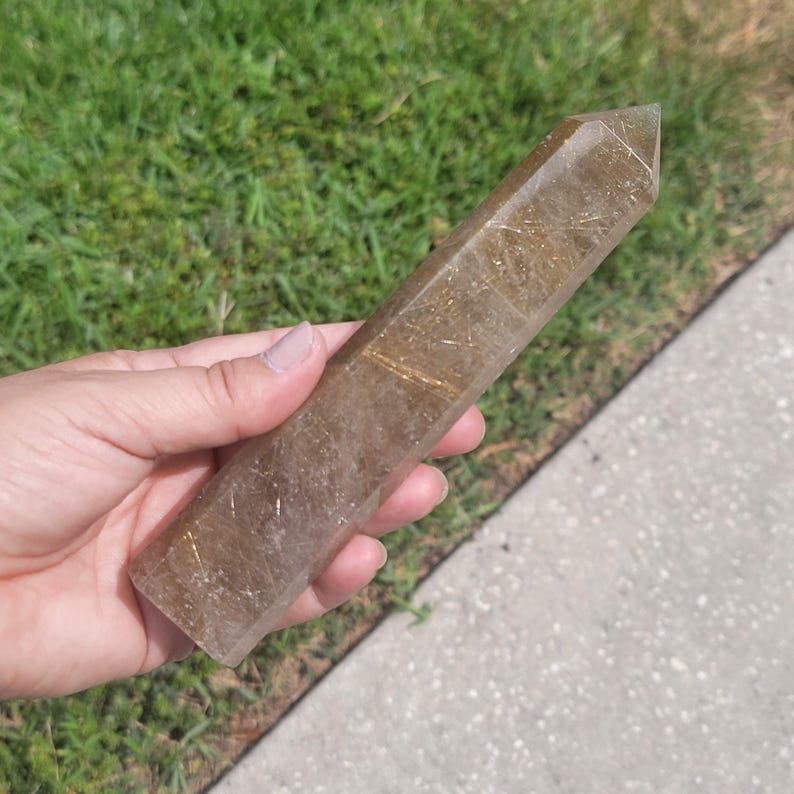Large Golden Rutile Crystal Tower | Golden Rutilated Quartz Point ...