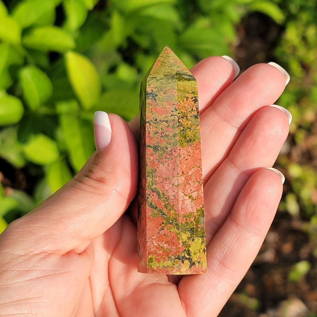 Unakite Crystal Tower Point Obelisk Home Decor Office Desk Chakra - Etsy