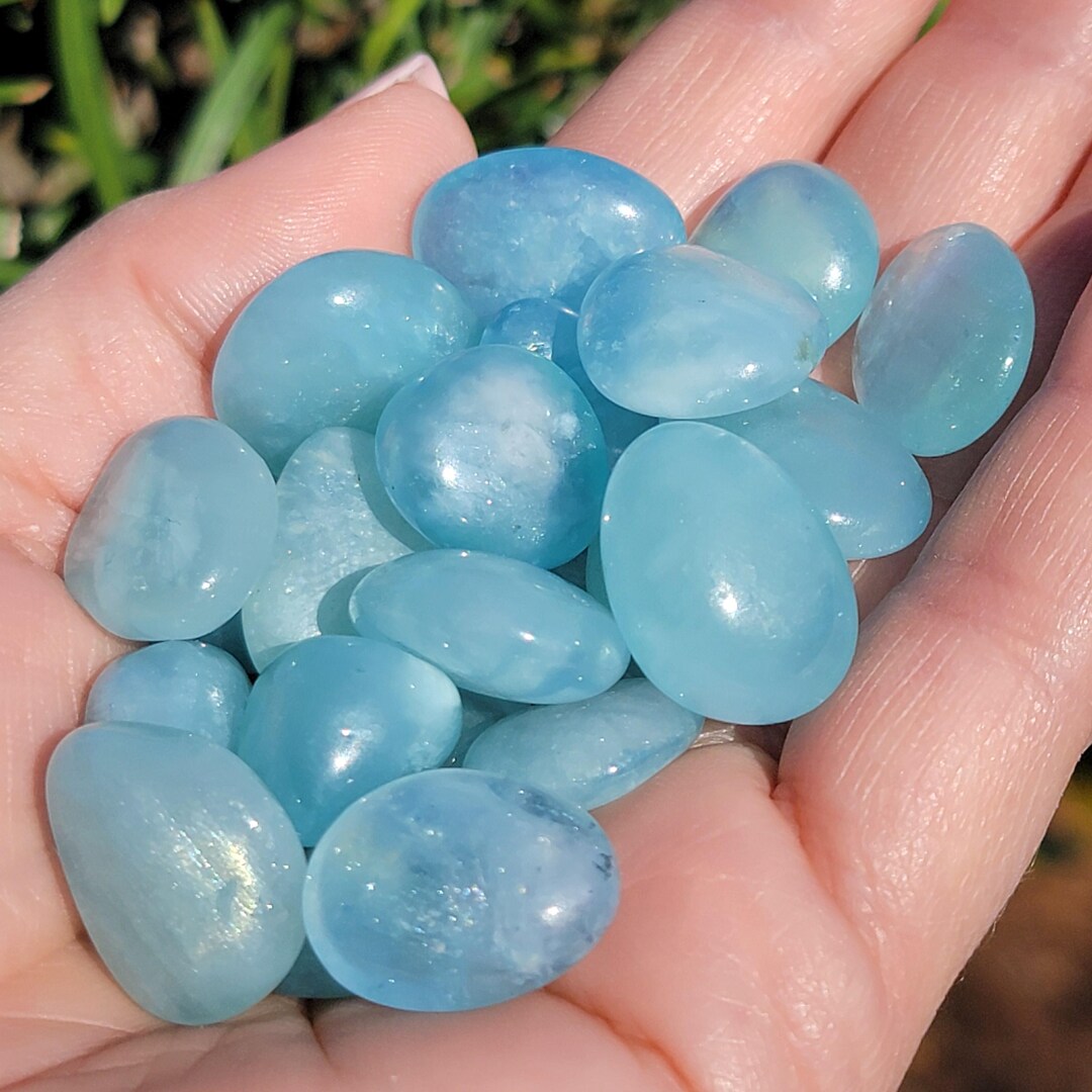 Crystals Aquamarine Blue Tumbled Stone Crystal Kristalle Gift for Her ...