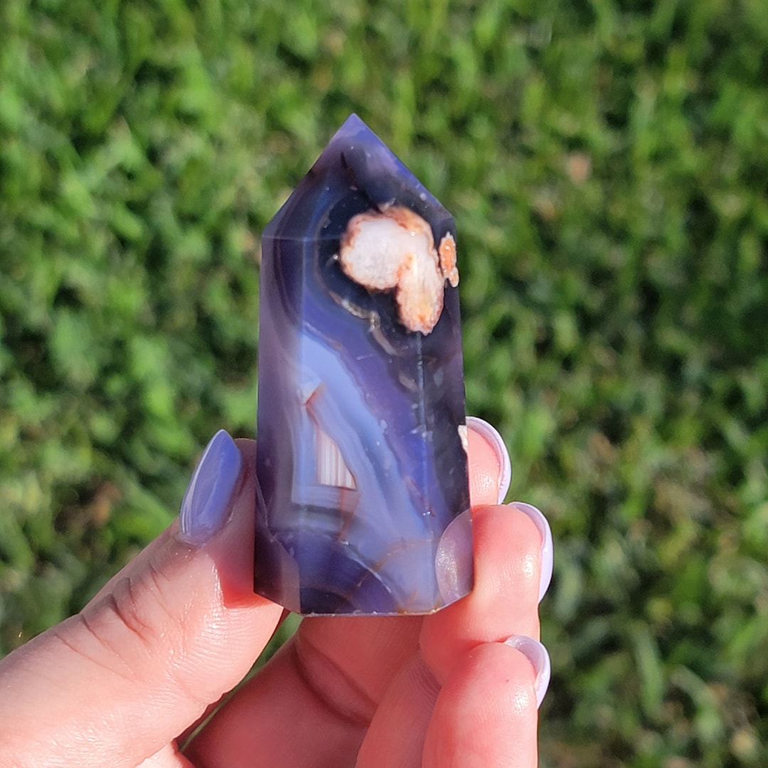 Crystals Agate Blue Flower Agate Tower Kristalle Cristaux - Etsy