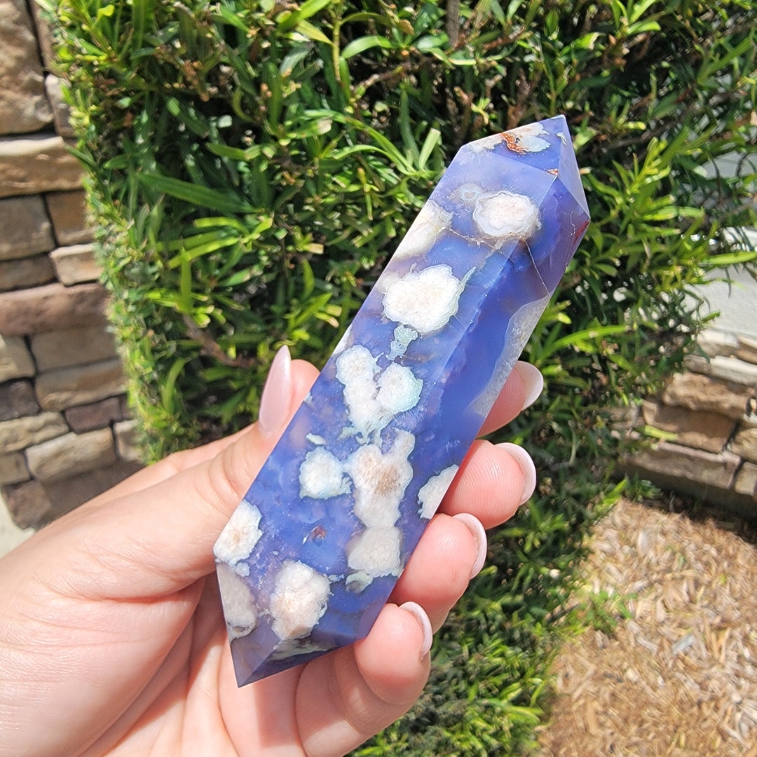 Crystals Blue Flower Agate Crystal Wand Kristalle Gift for Her - Etsy