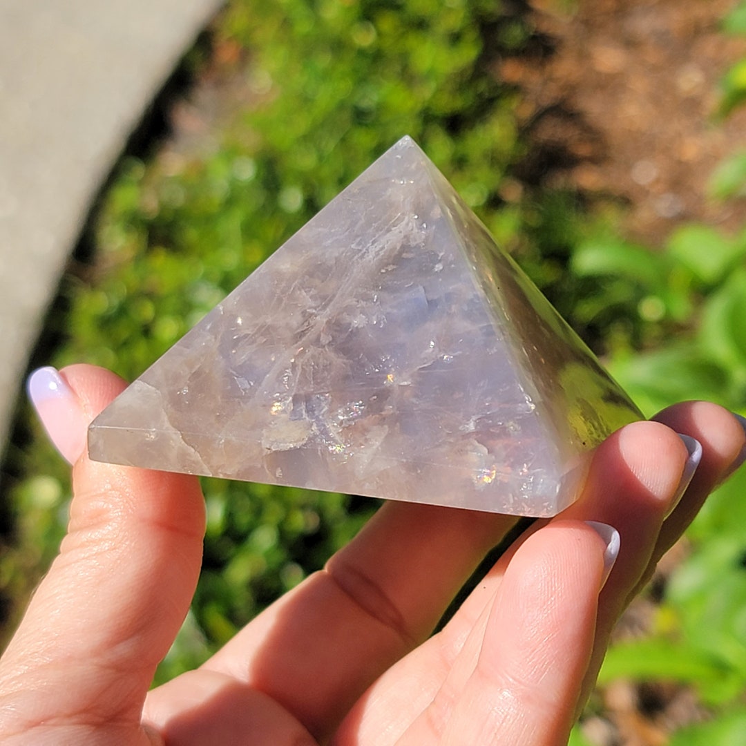 Blue Rose Quartz Four Face Pyramid Crystal - Etsy