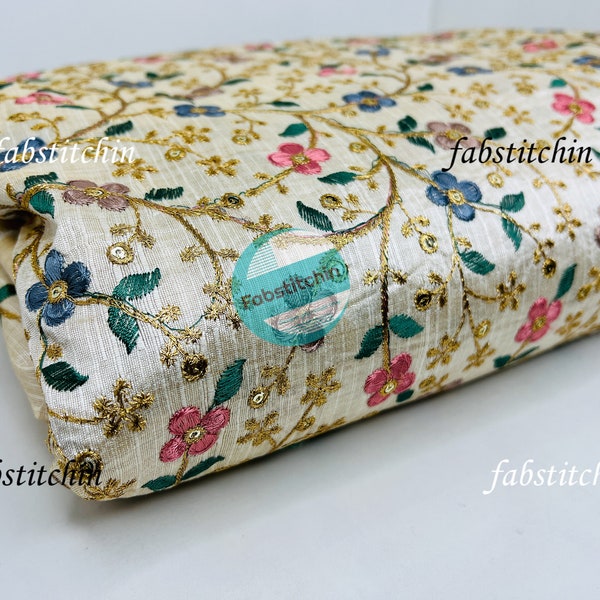 Embroidered Silk Fabric - Etsy