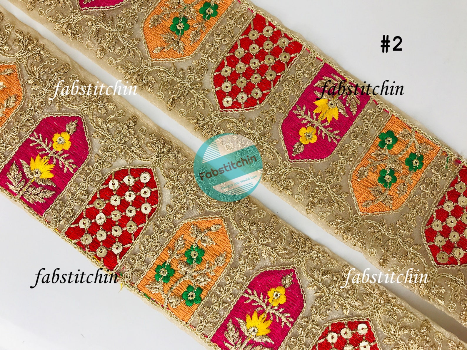 Indian Trim by the Yard Embroidered Drapery Embellishments Hats Bag ...