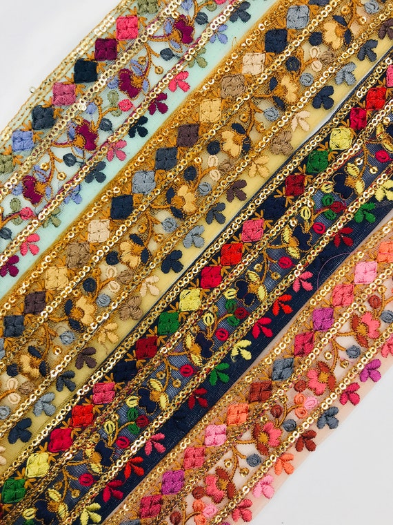 Embroidered Net Fabric Lace-Floral Fabric Trim Wedding Dress | Etsy