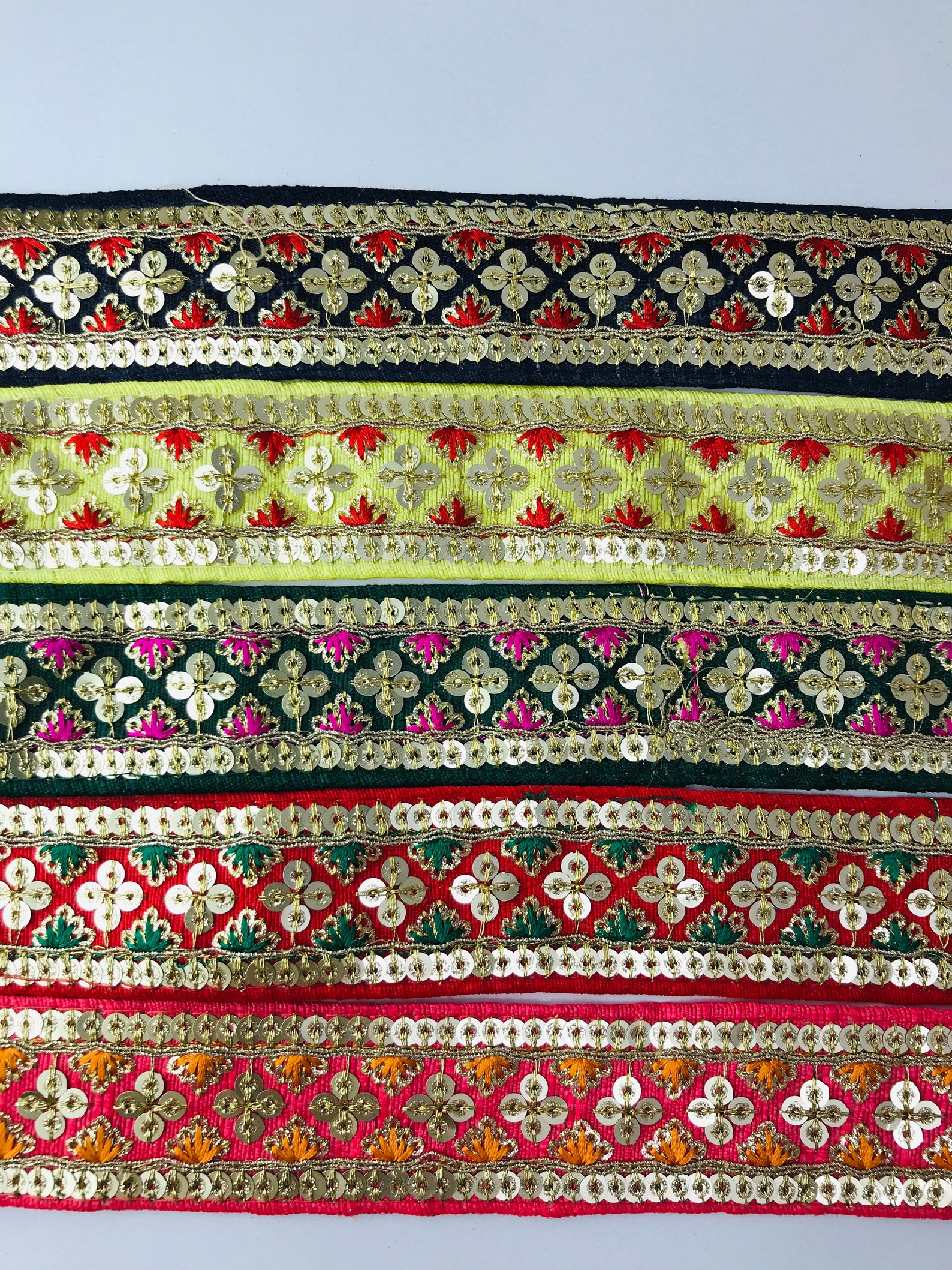 Golden Floral Indian Embroidered Border Crafting Sewing Decorative ...