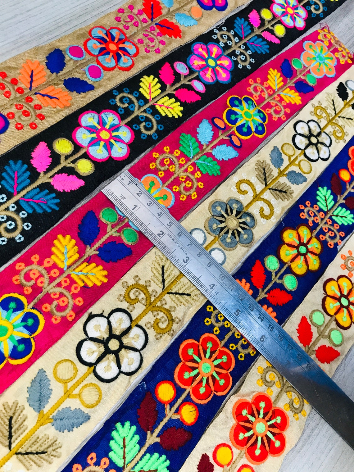 Floral Paisley Indian Embroidered Border Crafting Sewing - Etsy