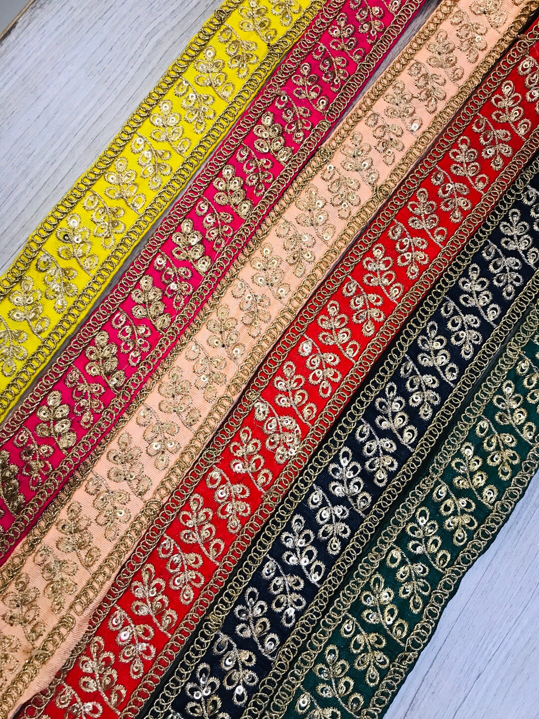 Decorative Indian Laces Sari Border Embroidered Crafting Ribbon Multi ...