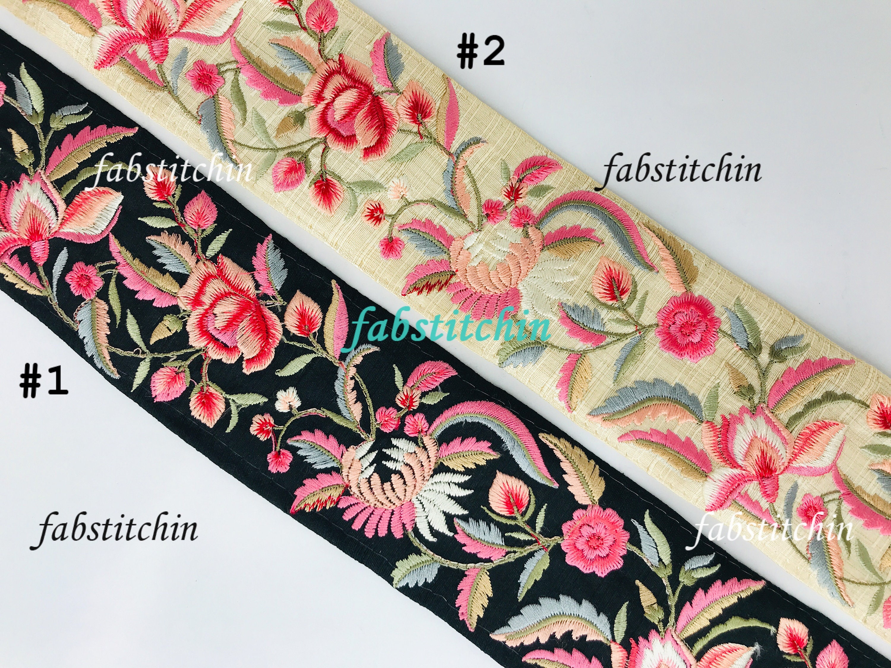 Silk Ribbon Silk Fabric Trim Embroidered Trim Sari Border - Etsy