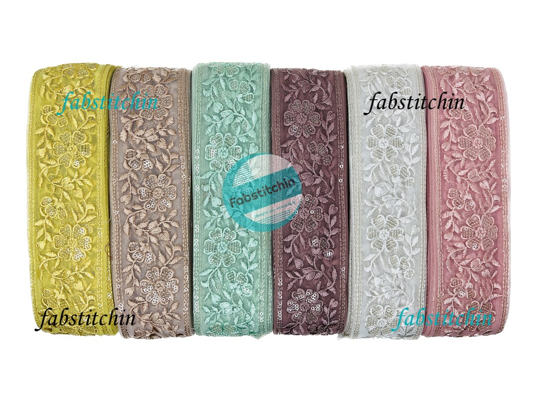 Indian Embroidered Trim DIY Saree Border, Laces, Net Fabric Trim, Sari ...