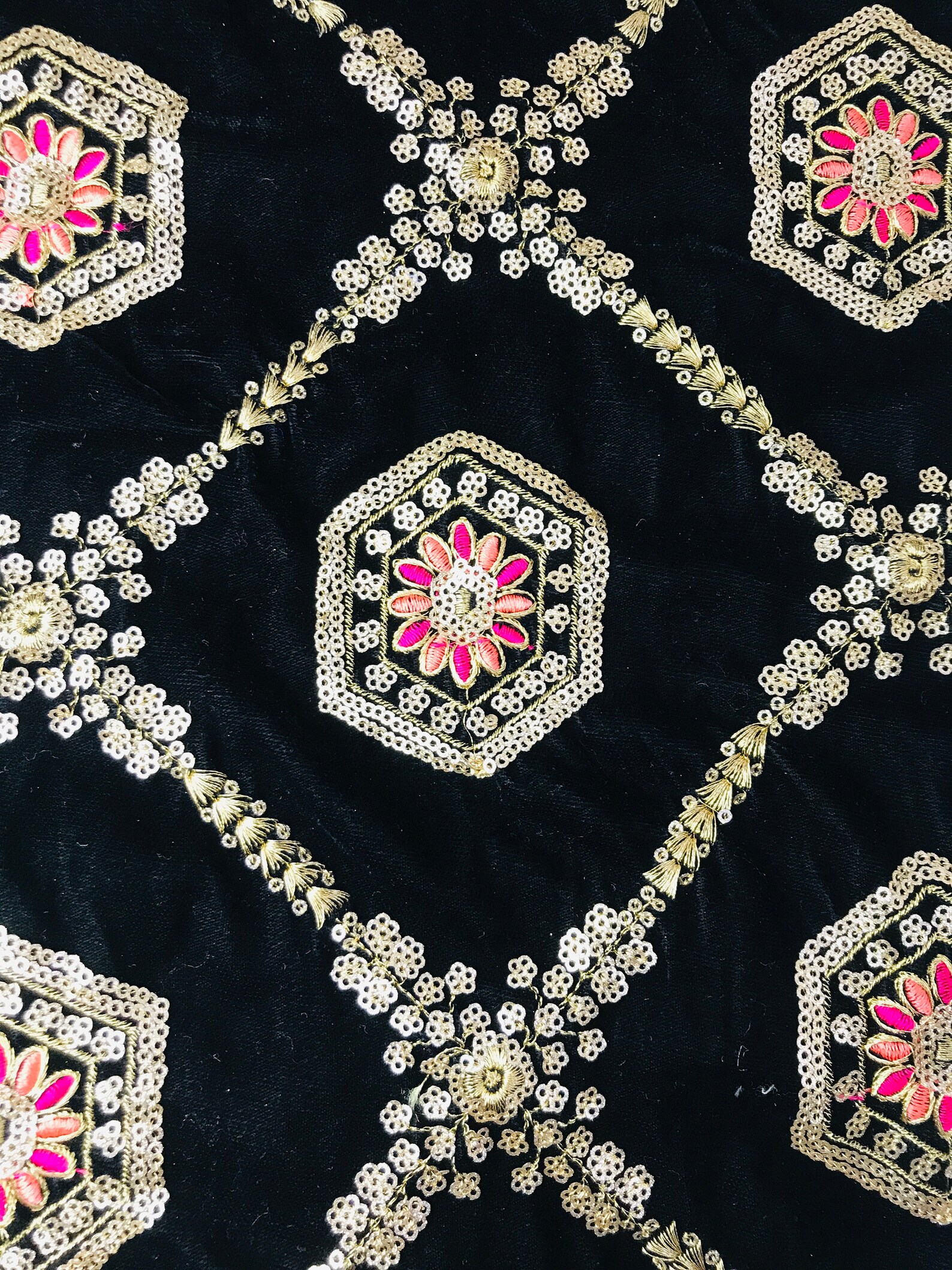 Half Yard Floral Embroidered Black Velvet Fabric for for Tops - Etsy