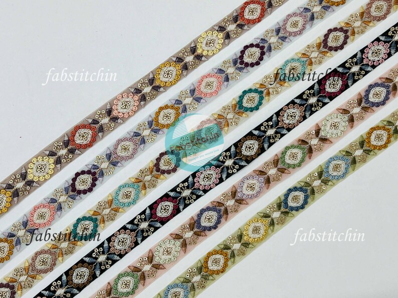 9 Yards Silk Fabric Trim-multi Colour Embroidered Sari Border-silk Sari ...