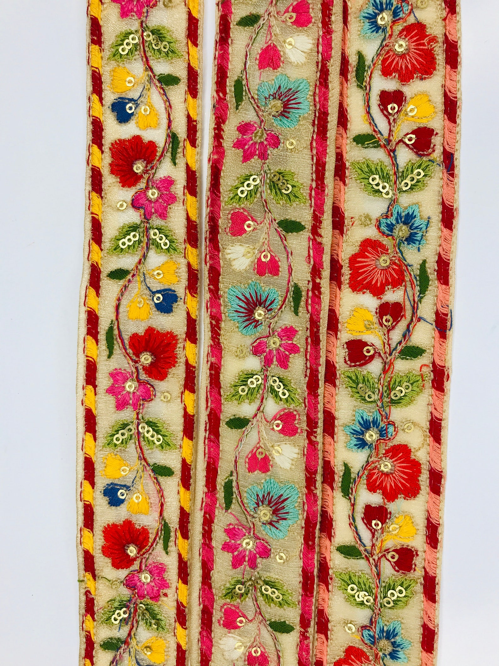 Floral Embroidered Net Fabric Border Ribbons Laces Trims | Etsy