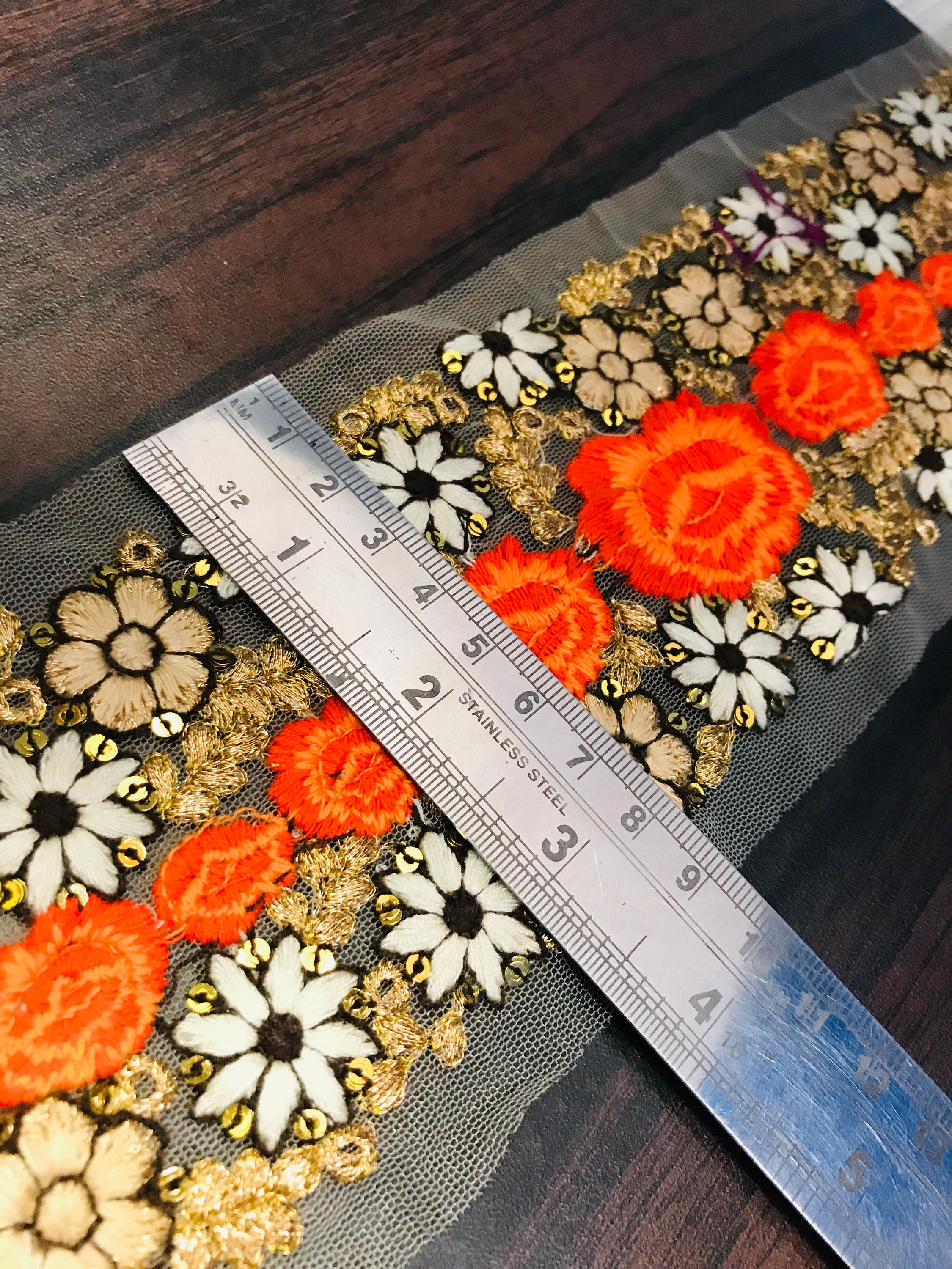 Floral Decorative Multi Color Trim Embroidered Sari Border - Etsy UK