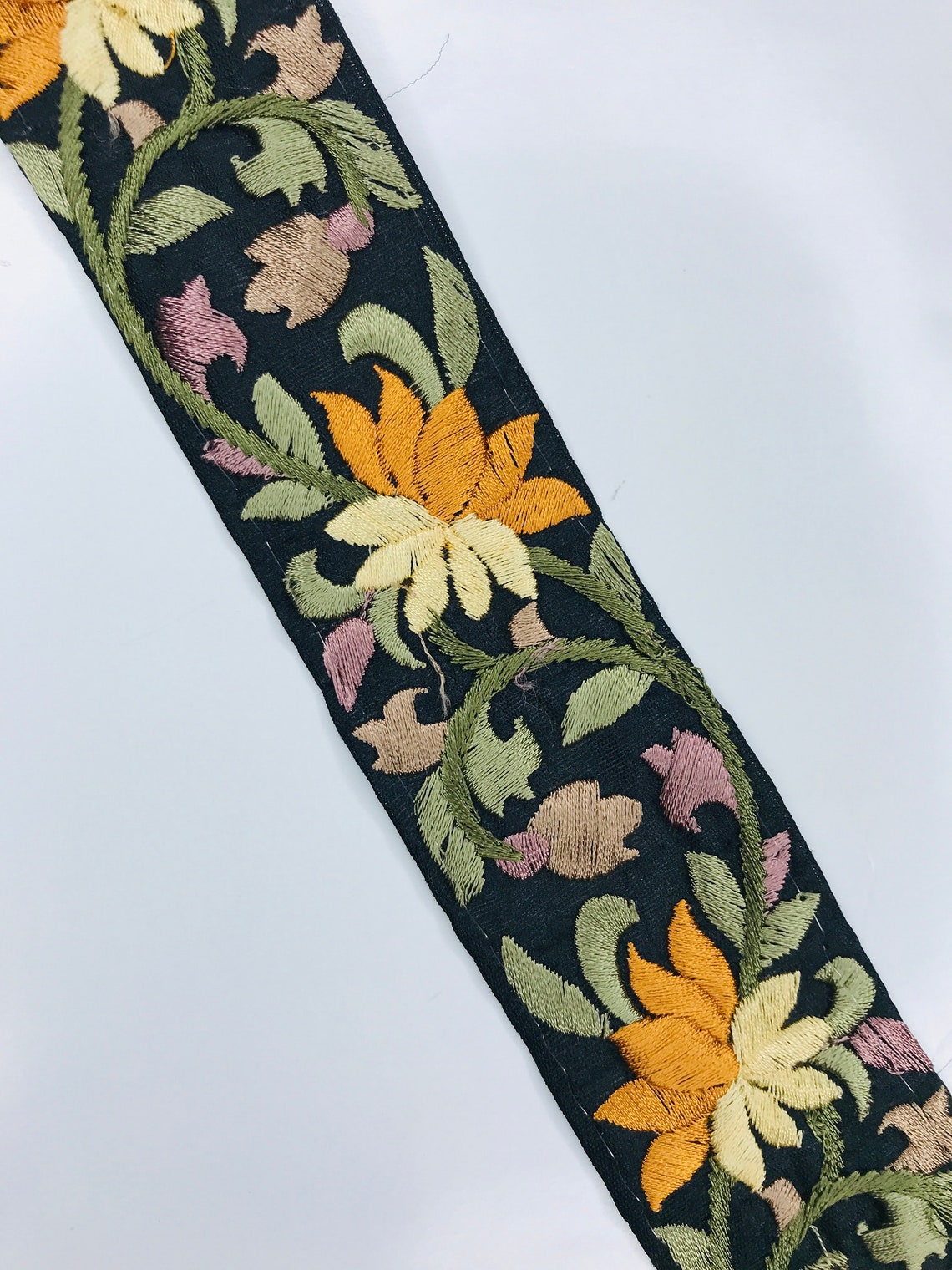 Floral Embroidered Silk Fabric Border Ribbons Laces Trims | Etsy
